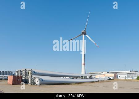 Storage yard for components of wind turbines of the company Enercon in ...