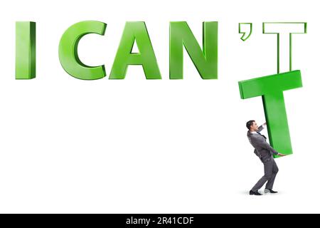 Determination concept with the businessman and letters Stock Photo - Alamy