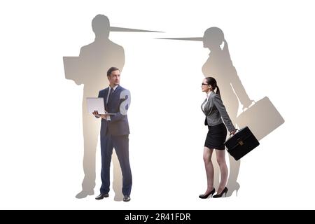 Lier concept with business people and the nose Stock Photo - Alamy