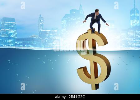 Inflation concept with the sinking dollar sign Stock Photo - Alamy