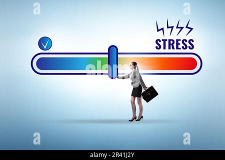 Concept of stress meter with the businesswoman Stock Photo - Alamy