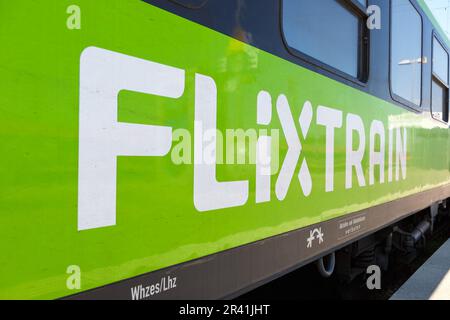 Flixtrain train in Stuttgart Hauptbahnhof Hbf station in Germany Stock ...