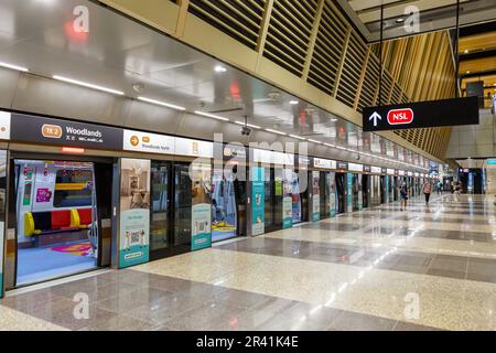 Metro Singapore subway at Woodlands subway station on Thomson East ...