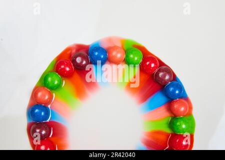 Skittles candy on the colorful table, colorful sweet candy background ...