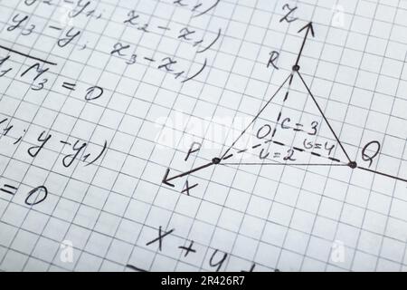 Sheet of paper with different mathematical formulas, closeup Stock ...
