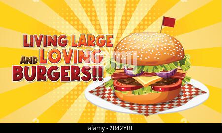 Living large and loving burgers icon cartoon illustration Stock Vector ...