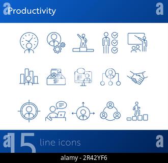 Personal productivity vector line icons set. Productivity, Personal ...