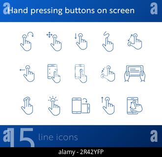 Hand pressing buttons on screen icons Stock Vector Image & Art - Alamy
