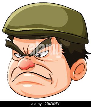 Grumpy army officer head cartoon illustration Stock Vector Image & Art ...