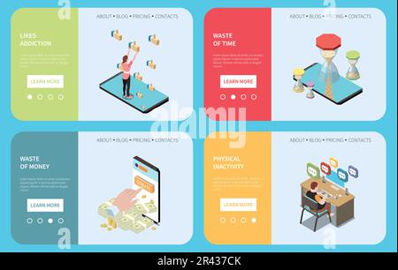 Gadget addiction isometric infographics with electronic devices ...