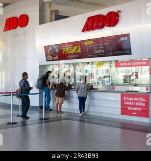 Ticket booths at ADO bus terminal downtown city centre, Cancun ...