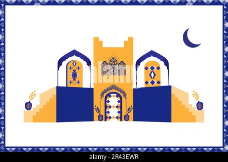 Moroccan scene, house, door, window and traditional mosaic pattern ...