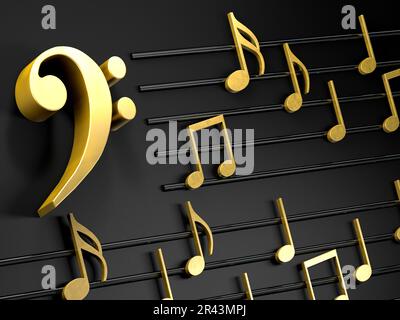 Set of music notes .Abstract musical background. Basic guitar chords ...