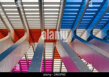 Colourful roof construction, detail in railway station, artist Daniel ...