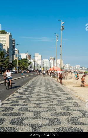 People on pavement, beach, Ipanema, Rio de Janeiro, Brazil Stock Photo ...