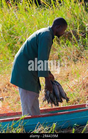Man with a fish - Botswana Stock Photo - Alamy