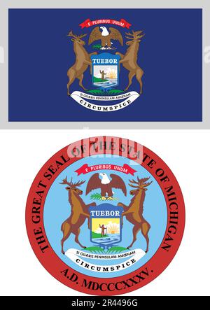 Flag of Michigan. Banner and patriotic symbol. Official colors. Flat ...