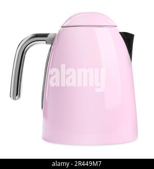 Modern pink electric kettle isolated on white Stock Photo - Alamy