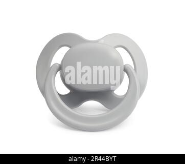 New light grey baby pacifier isolated on white Stock Photo - Alamy