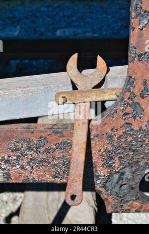 Old rusty steam locomotive tools detail Stock Photo - Alamy