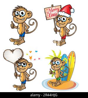 cute exotic monkey character vector illustration design Stock Vector ...
