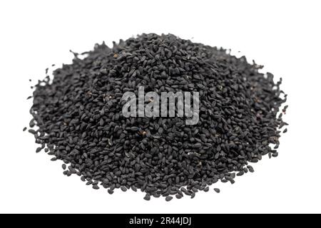 Nigella seed close up, isolated on white background Stock Photo - Alamy