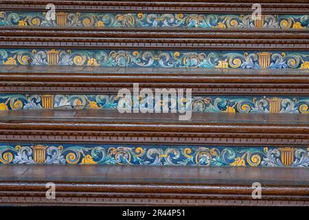Staircase of Puerta de Aragon Pavilion (Aragon Door) at Plaza de Espana ...