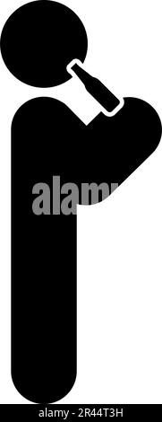 Man human drinking water alcohol beer from bottle standing position set ...