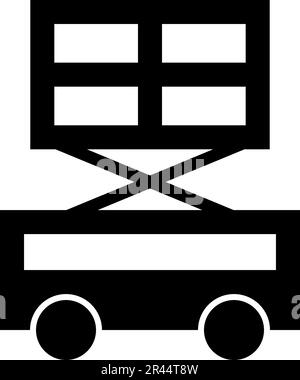 Lifting machine scissor lift platform self propelled set icon white ...