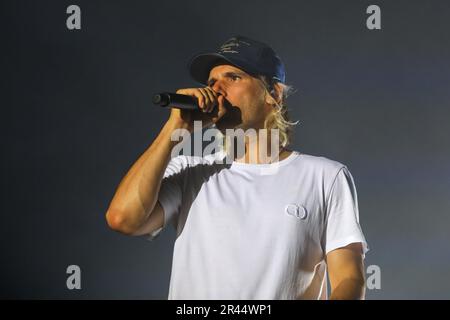 Rap singer Orelsan in concert on the occasion of the Aio Festival in ...
