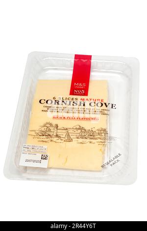 Pack of mature Cornish Cove cheese from M&S isolated on white ...
