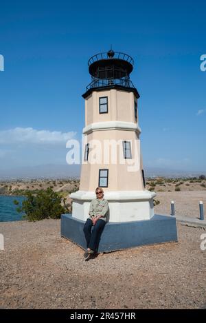 Split Rock Lighthouse Replica on a windy day. Lake Havasu City, Arizona ...