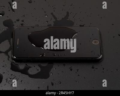 Water has been spilled on the Smartphone. The smartphone fell into the ...