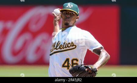 Oakland Athletics pitcher Luis Medina during a baseball game against ...