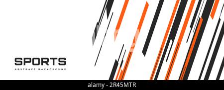 Abstract modern white wide sports background with black and orange ...