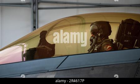 Maj. Brett Gedman, 301st Fighter Squadron, readies for a mission ...