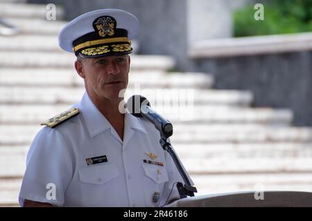 HONOLULU (April 10, 2023) Adm. John C. Aquilino, Commander U.S. Indo-Pacific Command, speaks ...