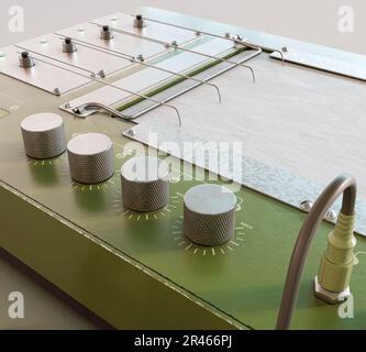 A retro polygraph lie detector machine with finger attachment probes on ...