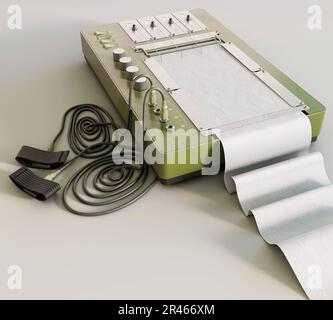 A retro polygraph lie detector machine with finger attachment probes on ...