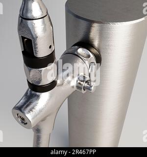 A concept draught beer tap made of a cylindrical shape with steel ...