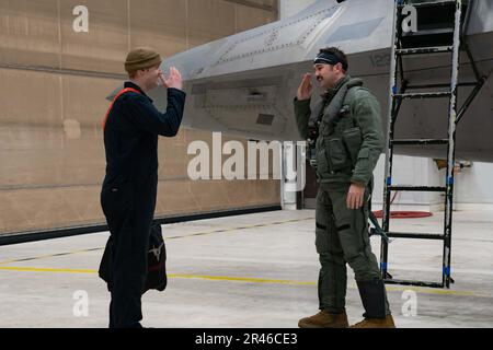 U.S. Air Force Airman Gavin King, a F-22 crew chief assigned to the 3rd ...