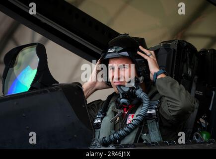 Maj. Brett Gedman, 301st Fighter Squadron, lifts off in an F-22A Raptor ...