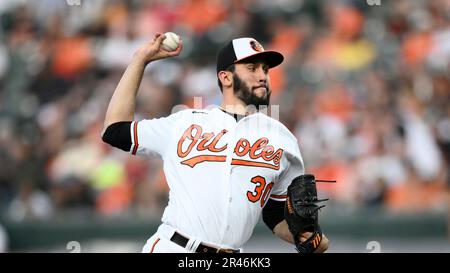 Baltimore Orioles starting pitcher Grayson Rodriguez throws to a Tampa ...