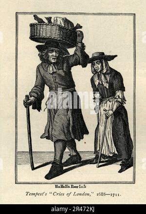 Tempest's Cries of London, Street vendor selling writing quills and ink ...