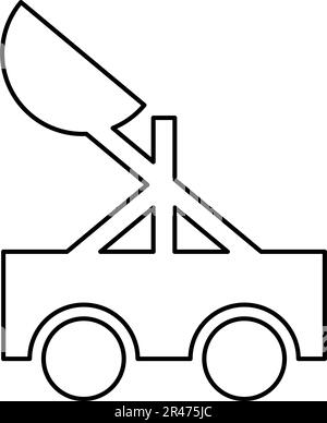 Catapult medieval siege ejection seat contour outline line icon black ...