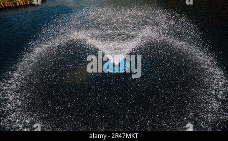 A view of a spectacular water fountain, creating a stunning display of ...