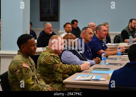 Col. Chad Blacketer, 596th Transportation Brigade commander, briefs ...