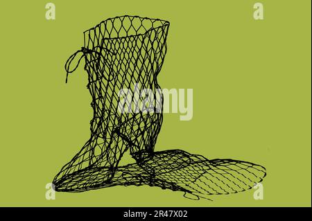High top wire shoe with laces & heel has a shadow companion to make a ...