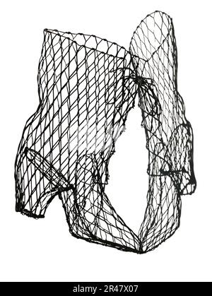 High top wire shoe with laces & heel has a shadow companion to make a ...
