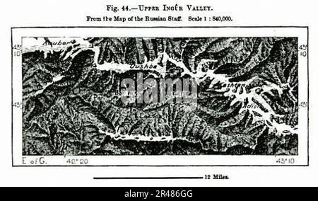 Upper Enguri Valley map (Élisée Reclus Stock Photo - Alamy